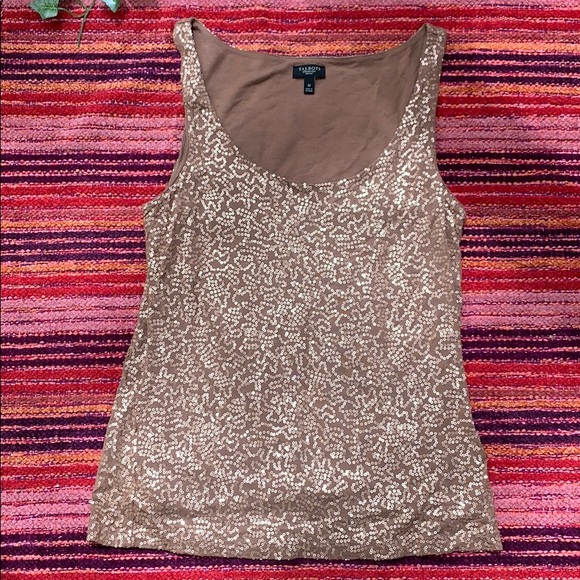 Talbots | Tops | Talbots Sequined Top Champagne Colored Dressy Top Holiday Blouse Party Tank ...